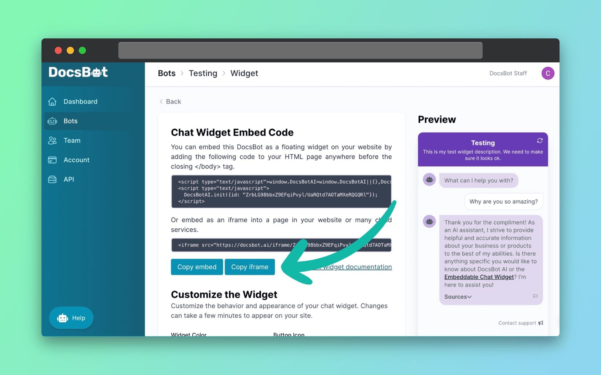 New iFrame Widget Embed and Cloud Source Types - DocsBot AI