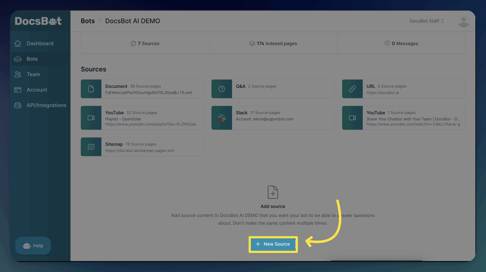 Training a Chatbot from a List of URLs - DocsBot AI